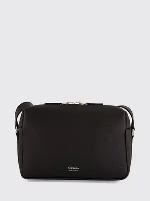 TOM FORD Calfskin Messenger Bag With Adjustable Strap And Logo - Black