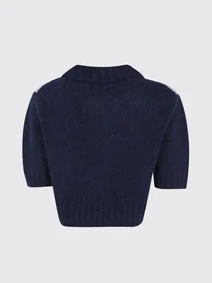 N° 21 Argyle Wool-blend Knit Polo With Puff Sleeves