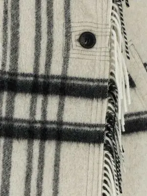 Isabel Marant Étoile Single-breasted Check Wool-blend Coat With Fringes - Ecru