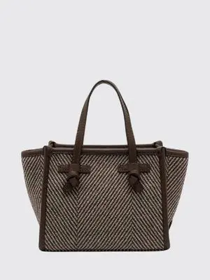 GIANNI CHIARINI Miss Marcella Mini Chevron Cotton Bag With Shoulder Strap - Beige
