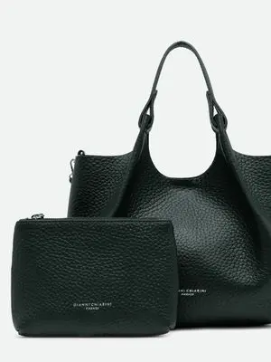 GIANNI CHIARINI Dua Grained Leather Handbag With Removable Pouch - Green