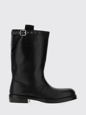 Dries Van Noten Smooth Leather Biker Boots With Double Pull-tabs - Black