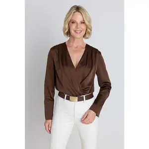 THE NOLI SHOP Frances Silk Bodysuit - Java