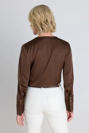 THE NOLI SHOP Frances Silk Bodysuit - Java