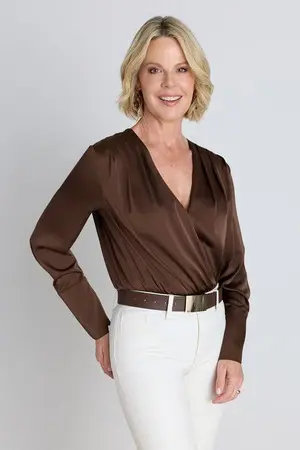 THE NOLI SHOP Frances Silk Bodysuit - Java