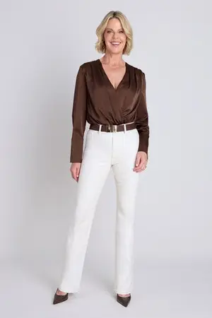 THE NOLI SHOP Frances Silk Bodysuit - Java