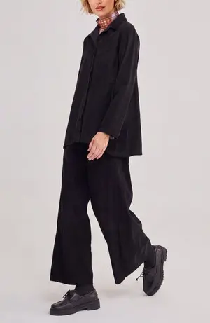 LUUKAA Adele Velvet Button Shirt