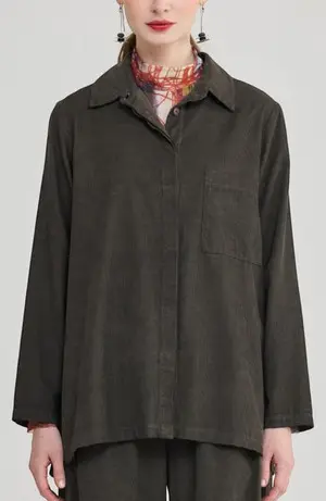 LUUKAA Adele Velvet Button Shirt - Mocha