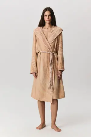 BULDAN'S Marble Lightweight Cotton Bathrobe - Beige