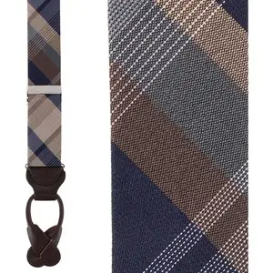 Trafalgar Rolando Stately Plaid Wool Blend Business Button End Suspenders - Multiple