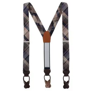 Trafalgar Rolando Stately Plaid Wool Blend Business Button End Suspenders