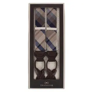 Trafalgar Rolando Stately Plaid Wool Blend Business Button End Suspenders