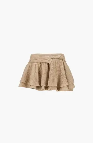 SAEMDI Sahara Asymmetric Mini Skirt - Light Beige
