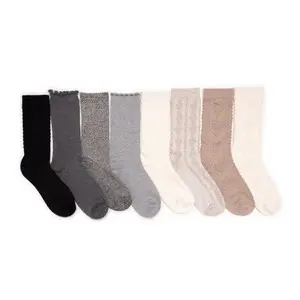 MUK LUKS 8 Pair Pack Whisper Soft Crew Socks Ebony/natural