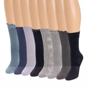 MUK LUKS 8 Pair Pack Whisper Soft Crew Socks - Grey/blue