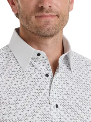 PAUL FREDRICK Cotton Point Collar Pinpoint Tailored Button Cuff Long Sleeve Shirt