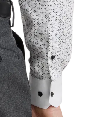 PAUL FREDRICK Cotton Point Collar Pinpoint Tailored Button Cuff Long Sleeve Shirt