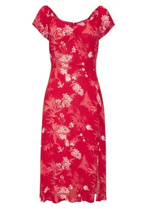 LASCANA Floral Sweetheart Neckline Dress