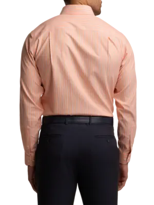 PAUL FREDRICK Cotton Poly Spandex Point Collar Twill Tailored Contrast Trim Button Cuff Long Sleeve Shirt
