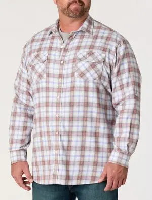 TRUE NATION BY DXL Big & Tall Plaid Rolled-sleeve Sport Shirt V2 - Multi