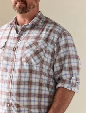 TRUE NATION BY DXL Big & Tall Plaid Rolled-sleeve Sport Shirt V2 - Multi