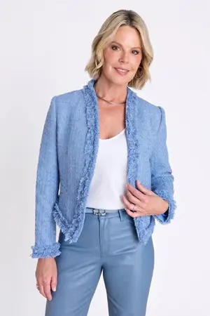 THE NOLI SHOP Florence Tweed Jacket - Coastal Blue