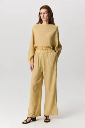 BULDAN'S Laura Cotton-linen Straight Leg Pants