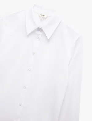 Koton Long Sleeve Point Collar Poplin Shirt