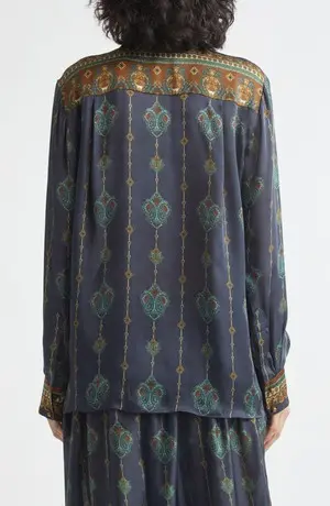 Zimmermann Ascent Print Silk Satin Scarf Button-up Shirt