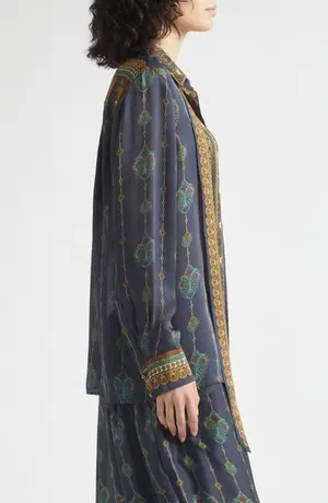 Zimmermann Ascent Print Silk Satin Scarf Button-up Shirt