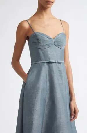 Zimmermann Ascent Lace Trim Linen & Silk Midi Dress
