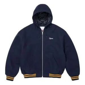 Supreme X Larry Clark Fw26 Hooded Varsity Jacket - Navy