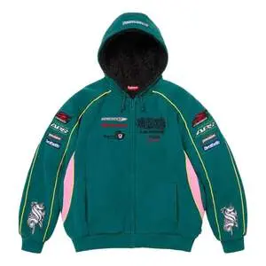 Supreme Fw26 Racing Lined Zip Up Hooded Sweatshirt - Dark Teal