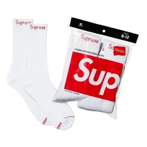 Supreme X Hanes Fw26 Crew Socks - White