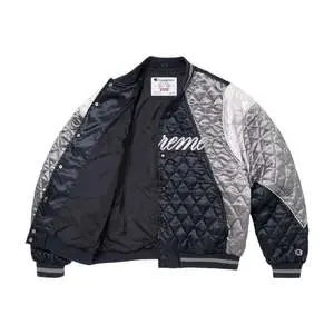 Supreme X Champion Fw26 Quilted Satin Varsity Jacket