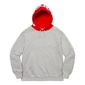 Supreme Contrast Hooded Sweatshirt 'grey Red White - Grey/red/white