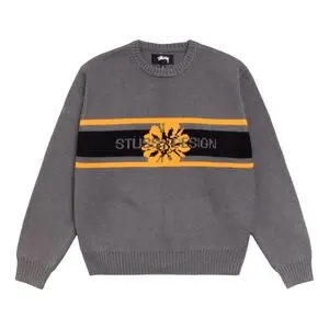 StÜssy Striped Hibiscus Sweater - Grey