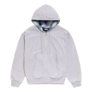 StÜssy Plaid Lined Zip Hoodie - Grey Heather