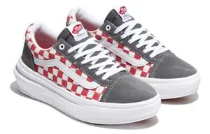 VANS Comfycush Checkerboard Old Skool Overt Cc Skate Shoes 'red - Red/grey
