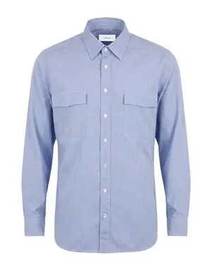 LARDINI Denim Shirt Size Cotton, Wool