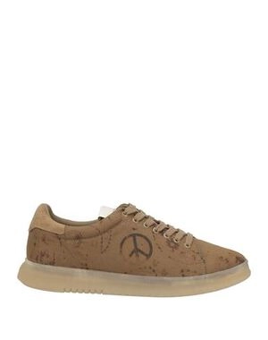Emporio Armani Sneakers Khaki Size Leather, Textile Fibers - Beige