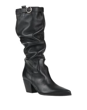 DIVINE FOLLIE Woman Boot Dark Brown Size 8 Leather Black