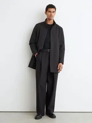REISS Flaye Hybrid Gilet-insert Funnel-neck Overcoat - Black
