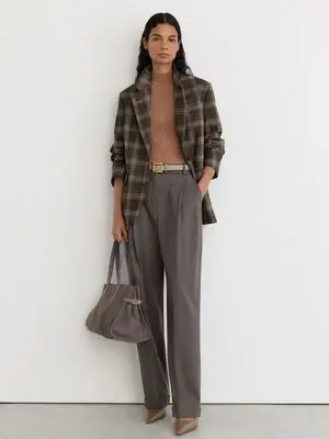 REISS Check Sandor Check Wool Check Relaxed Single-breasted Blazer - Brown