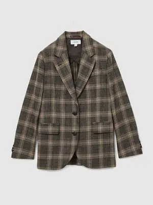 REISS Check Sandor Check Wool Check Relaxed Single-breasted Blazer
