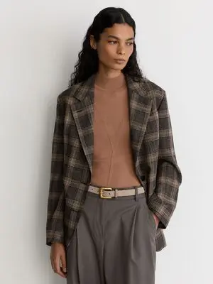 REISS Check Sandor Check Wool Check Relaxed Single-breasted Blazer