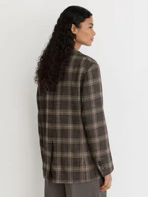 REISS Check Sandor Check Wool Check Relaxed Single-breasted Blazer