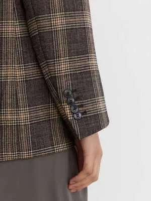 REISS Check Sandor Check Wool Check Relaxed Single-breasted Blazer