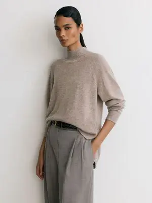 REISS River Wool-blend Funnel-neck Jumper With Cashmere - Neutral