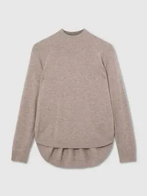 REISS River Wool-blend Funnel-neck Jumper With Cashmere - Neutral